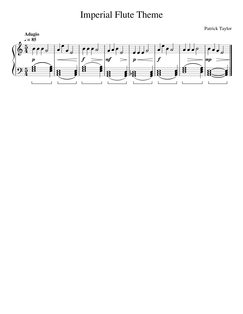 Imperial_Flute_Theme Sheet music for Piano (Solo) Easy | Musescore.com