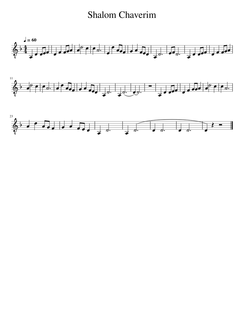Shalom chaverim – Misc Traditional Shalom Chaverim - Tenor Sheet Music ...