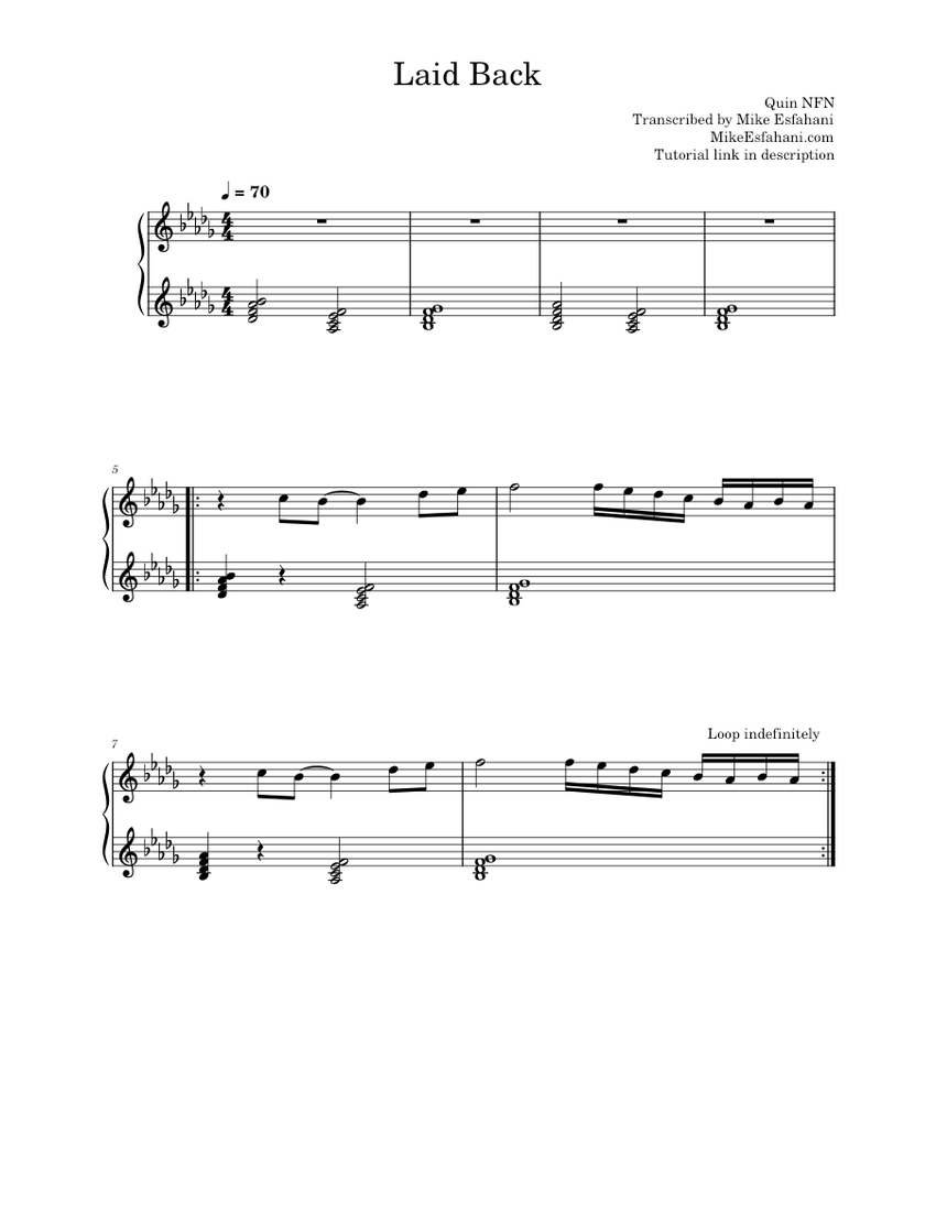 Laid Back - Quin NFN Sheet music for Piano (Solo) Easy | Musescore.com