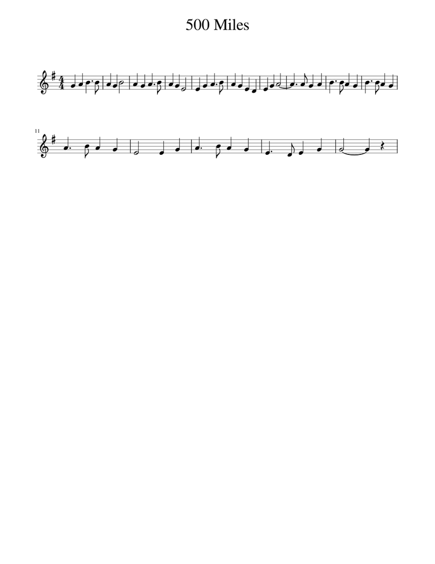 500 Miles Sheet music for Piano (Solo) | Musescore.com