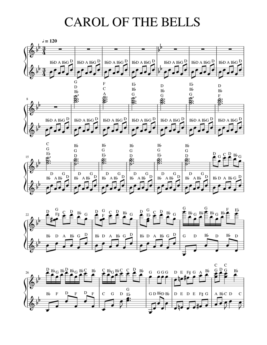 Carol Of the Bells - George Winston Sheet music for Piano (Solo ...