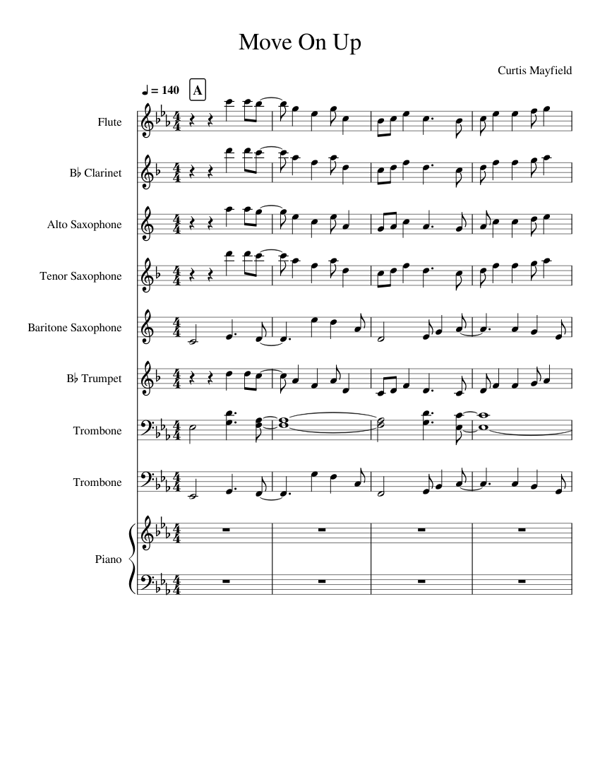 Move On Up Sheet Music with Chords for Piano, Trombone, Flute, Clarinet ...
