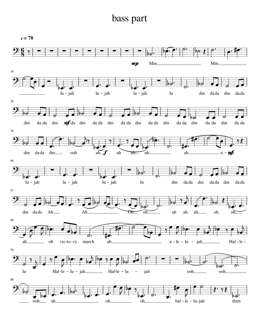 bass part Sheet music for Bass voice (Solo) | Musescore.com