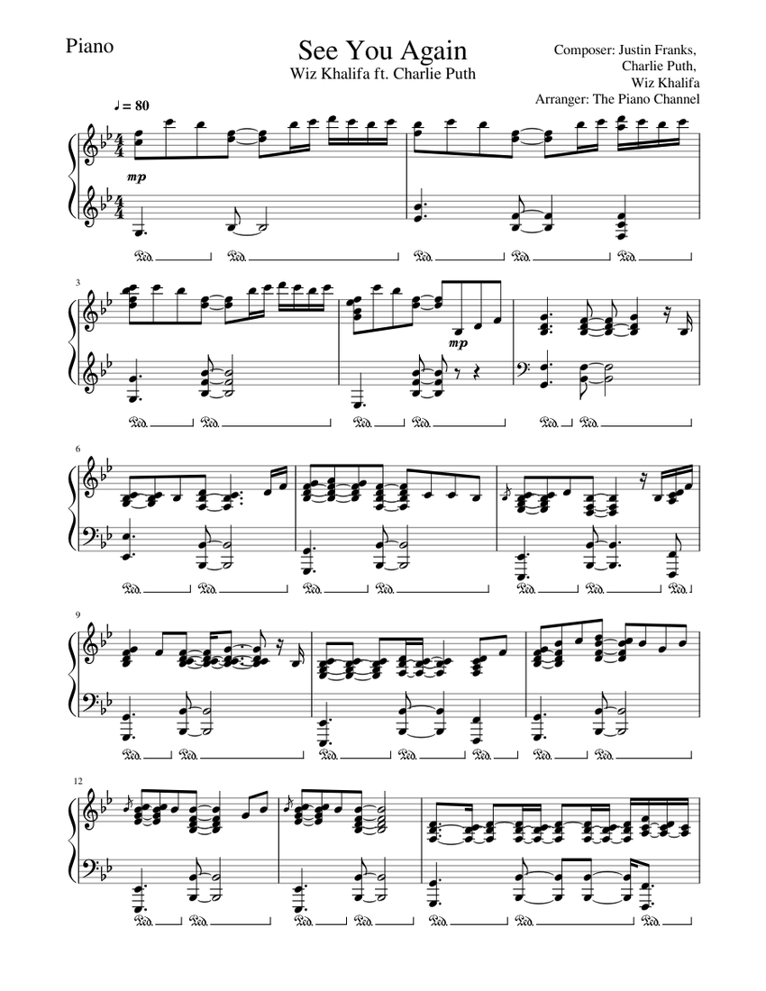 See You Again Piano Sheet Music