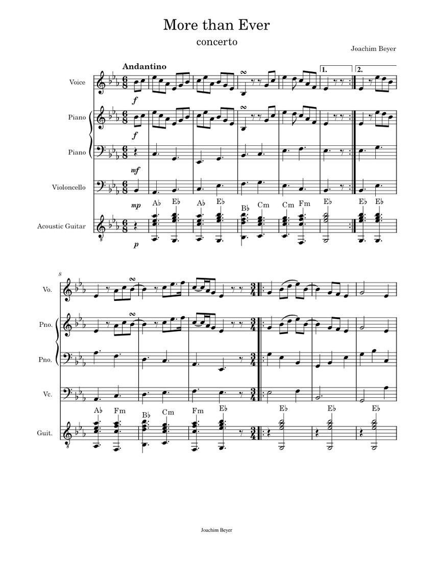 More than ever Sheet music for Piano, Vocals, Cello, Guitar (Mixed ...