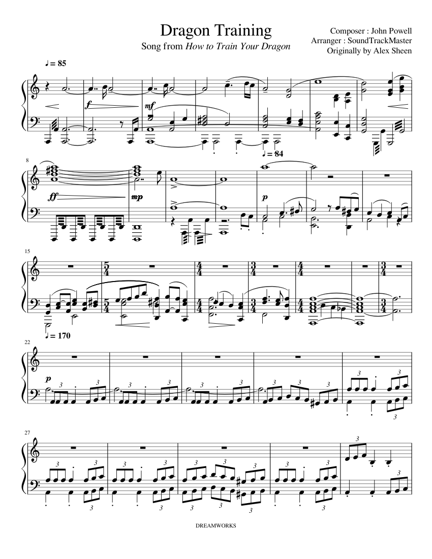 Dragon Training Sheet Music for Piano (Solo) | MuseScore.com