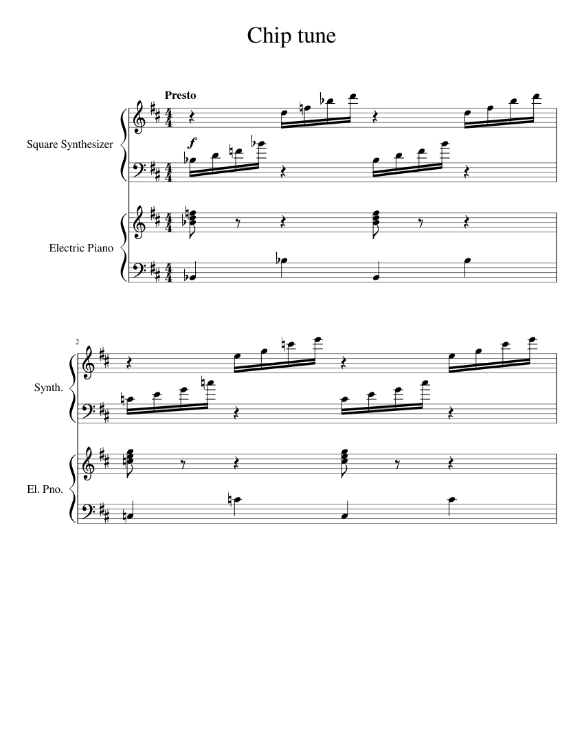 Chip tune Sheet music for Piano, Synthesizer (Mixed Duet) | Musescore.com