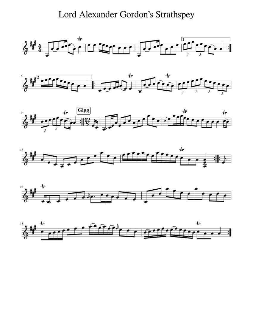 Lord Alexander Gordon’s Strathspey Sheet music for Piano (Solo ...