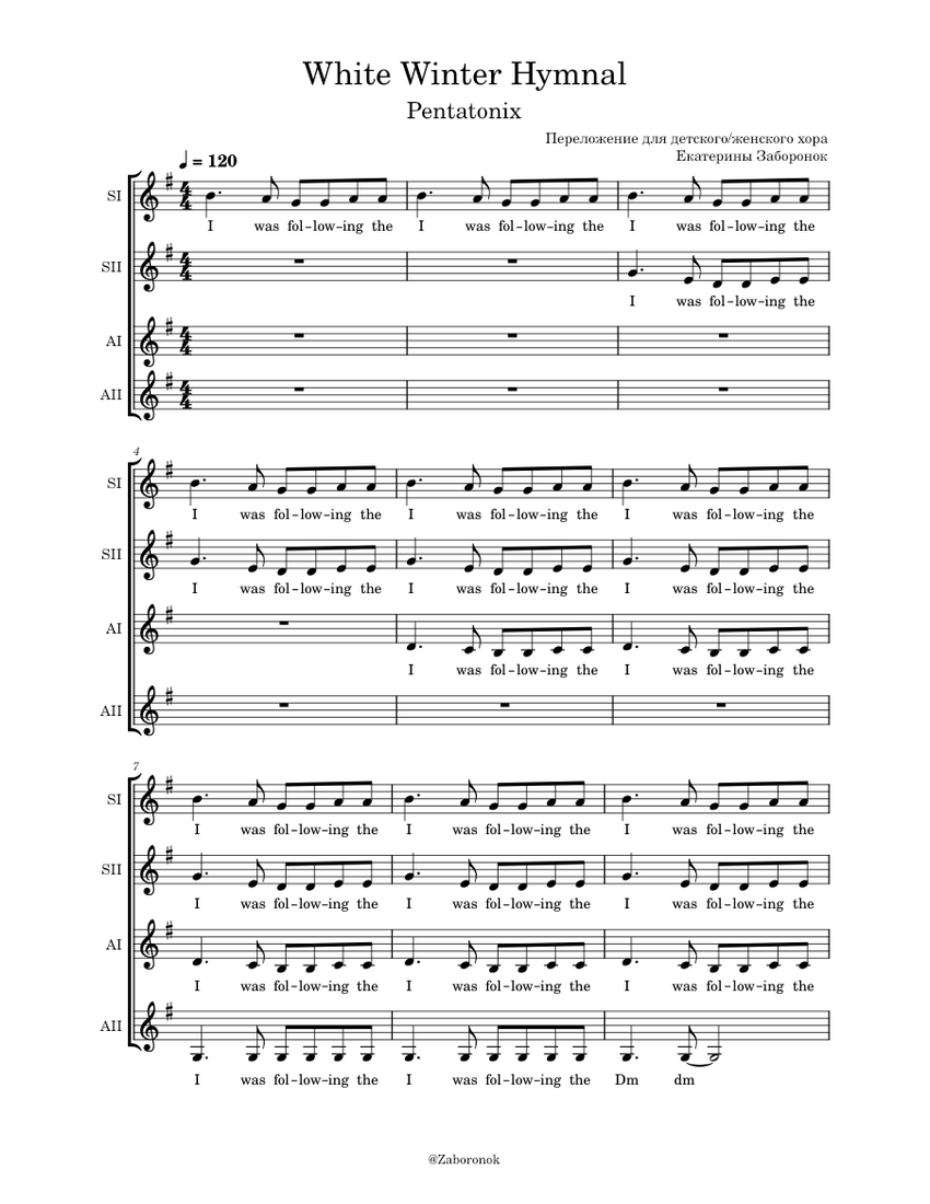 White Winter Hymnal Pentatonix - Переложение для детского/женского хора ...