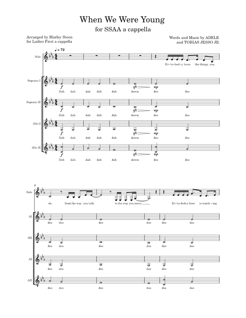 When we were young – Adele Sheet music for Soprano, Alto, Tenor, Vocals ...