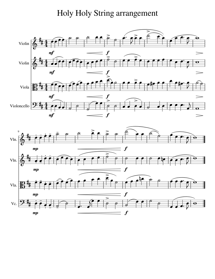 Holy Holy String arrangement Sheet music for Violin, Viola, Cello ...