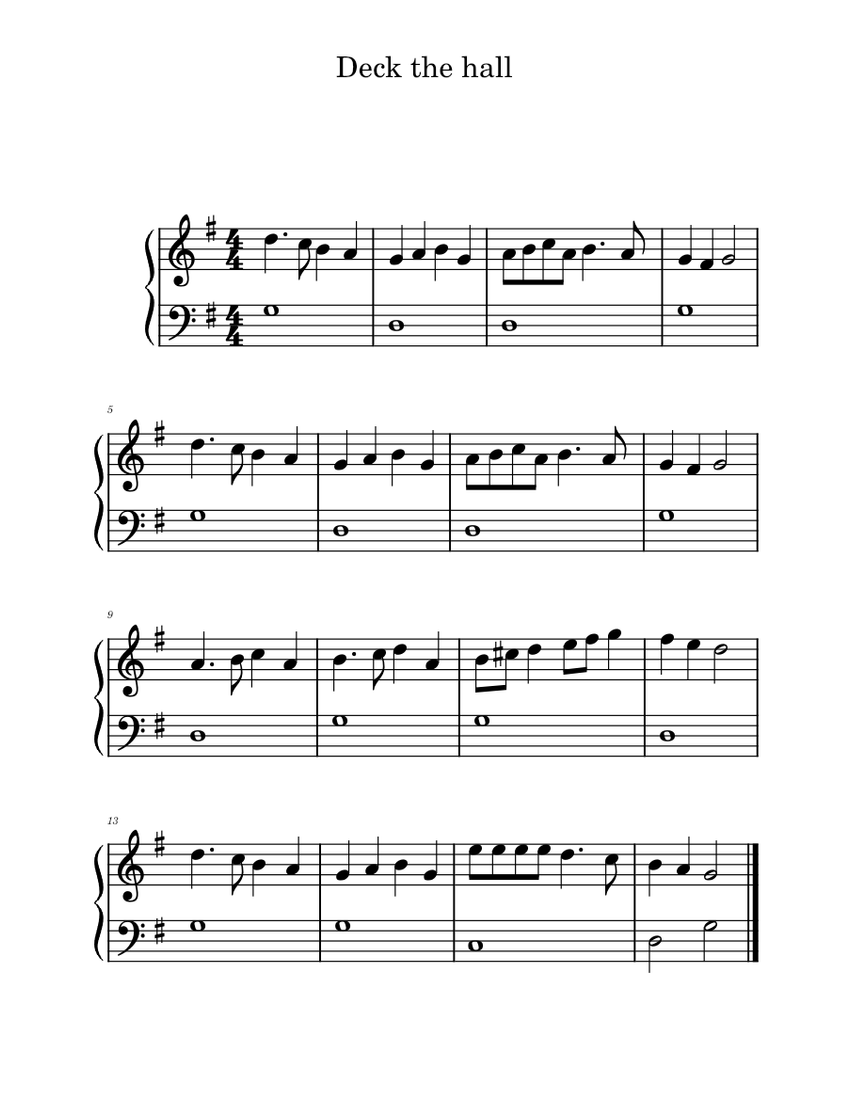 Deck the hall Sheet music for Piano (Solo) Easy | Musescore.com
