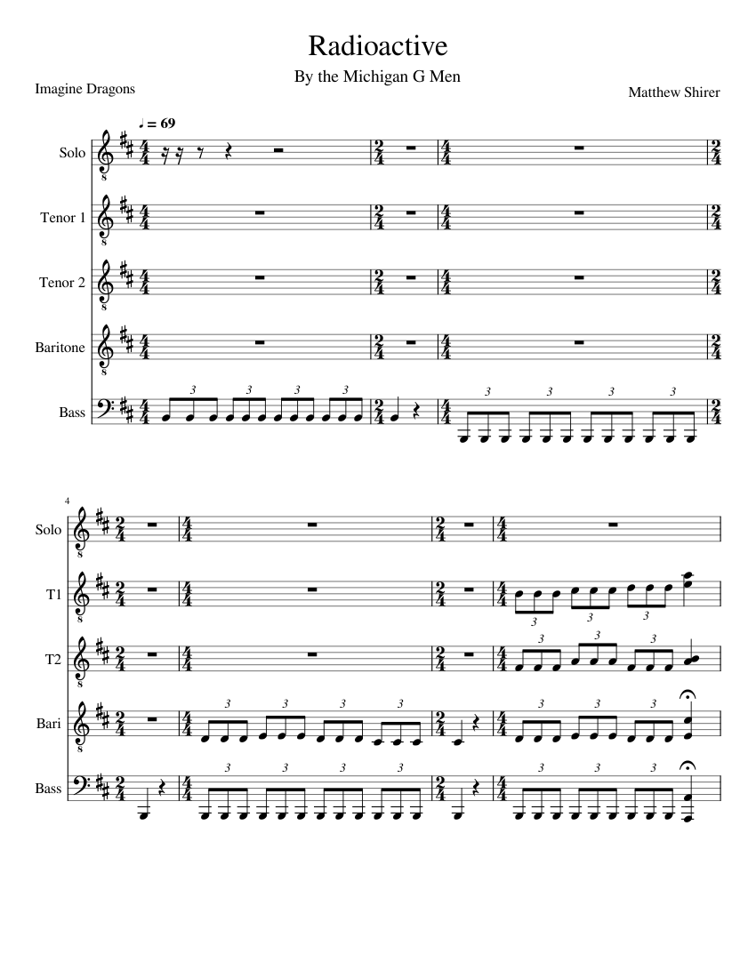 Radioactive Sheet music for Tenor, Bass voice, Baritone (A Capella ...