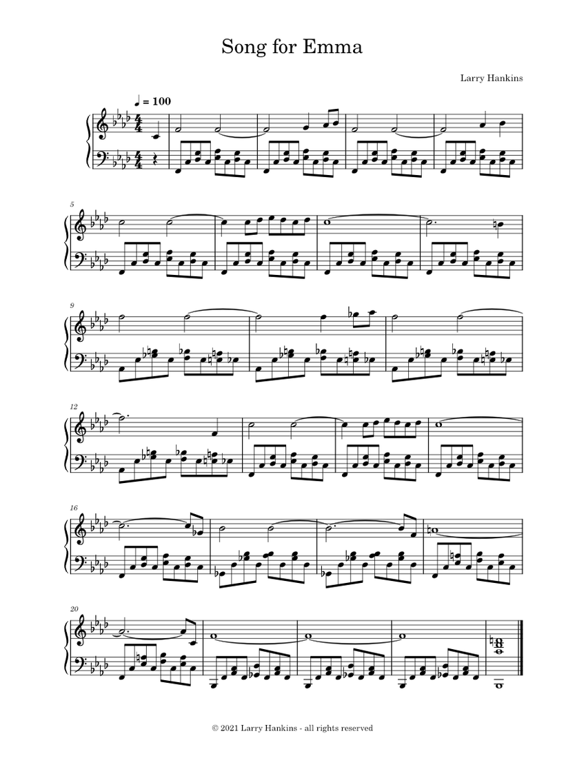 Song for Emma Sheet music for Piano (Solo) Easy | Musescore.com