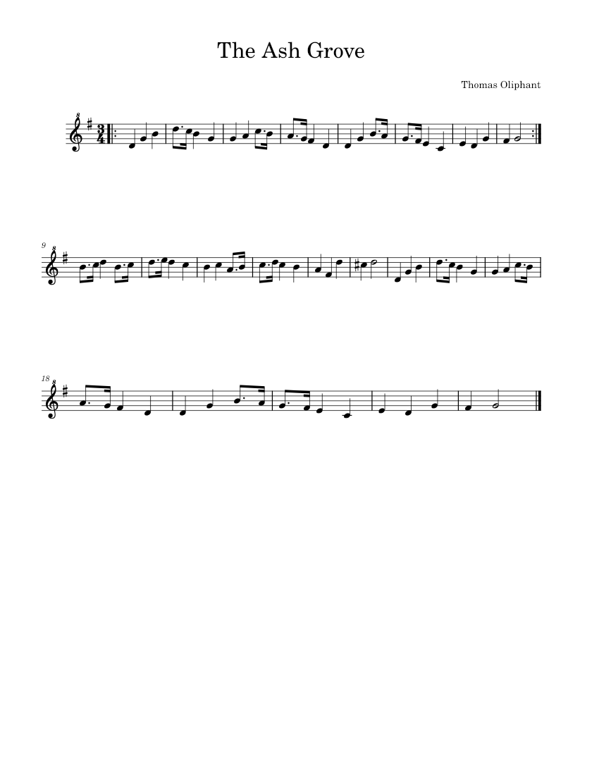 The Ash Grove – Misc tunes The Ash Grove – Traditional Sheet Music for ...