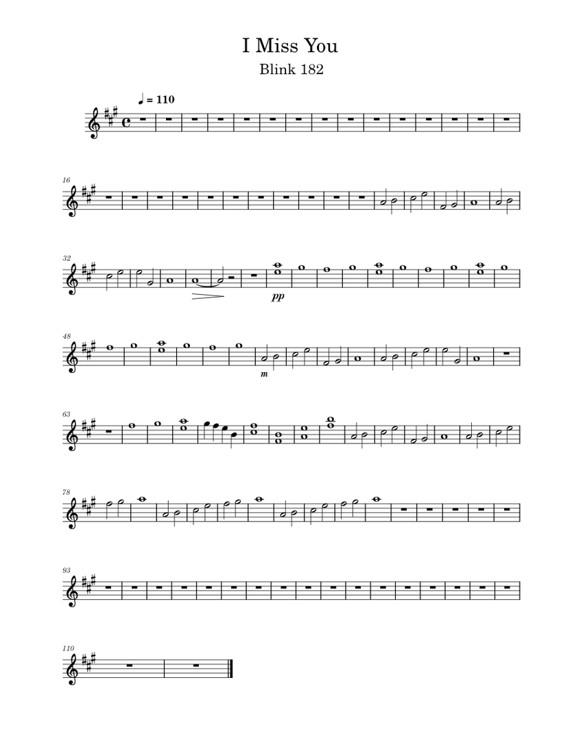 I miss you – Blink-182 - Violin Sheet Music for Violin (Solo ...