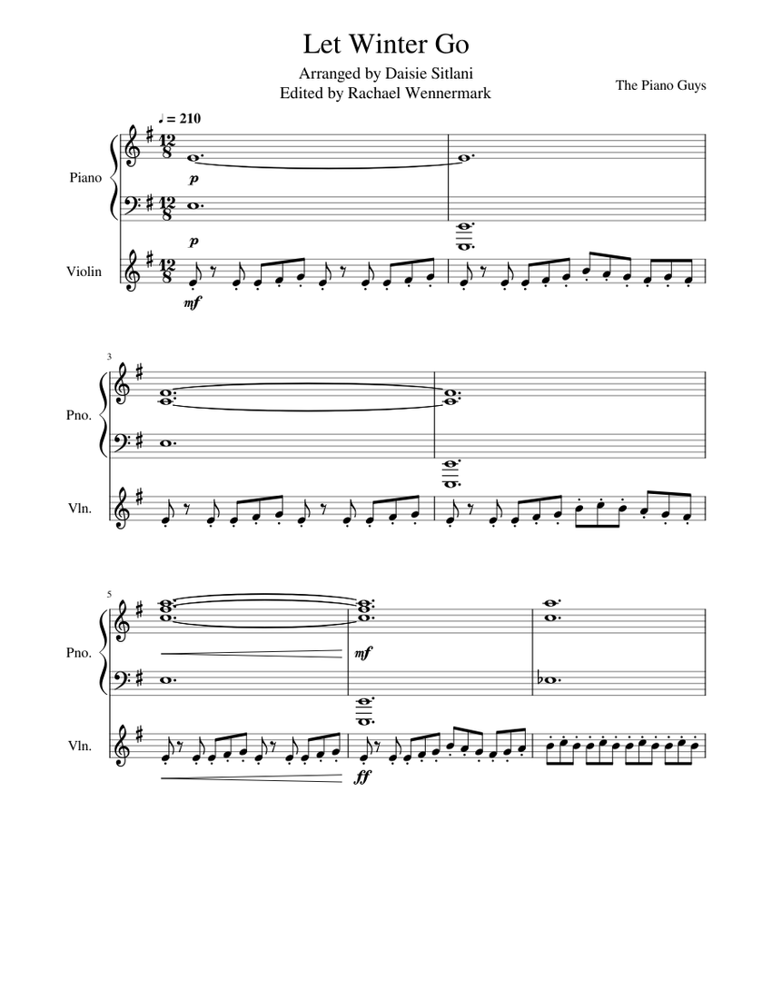 Let It Go Sheet music for Piano, Violin (Solo) | Musescore.com