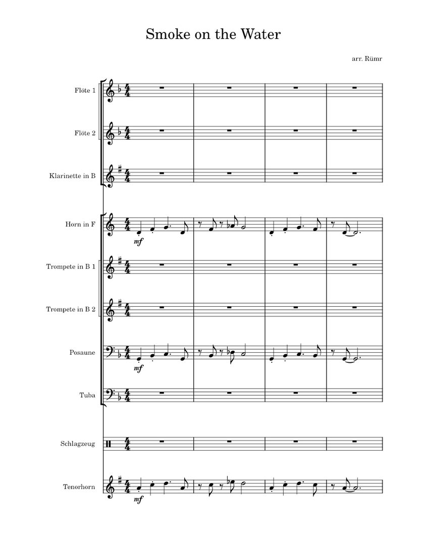 Smoke on the water – Deep Purple Sheet music for Trombone, Tuba, Flute ...