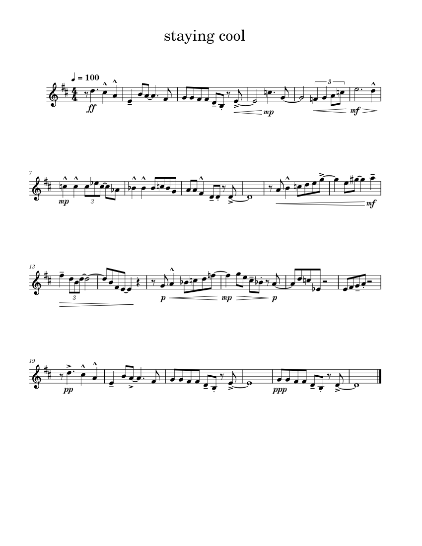 Staying cool Sheet music for Trumpet in b-flat (Solo) | Musescore.com