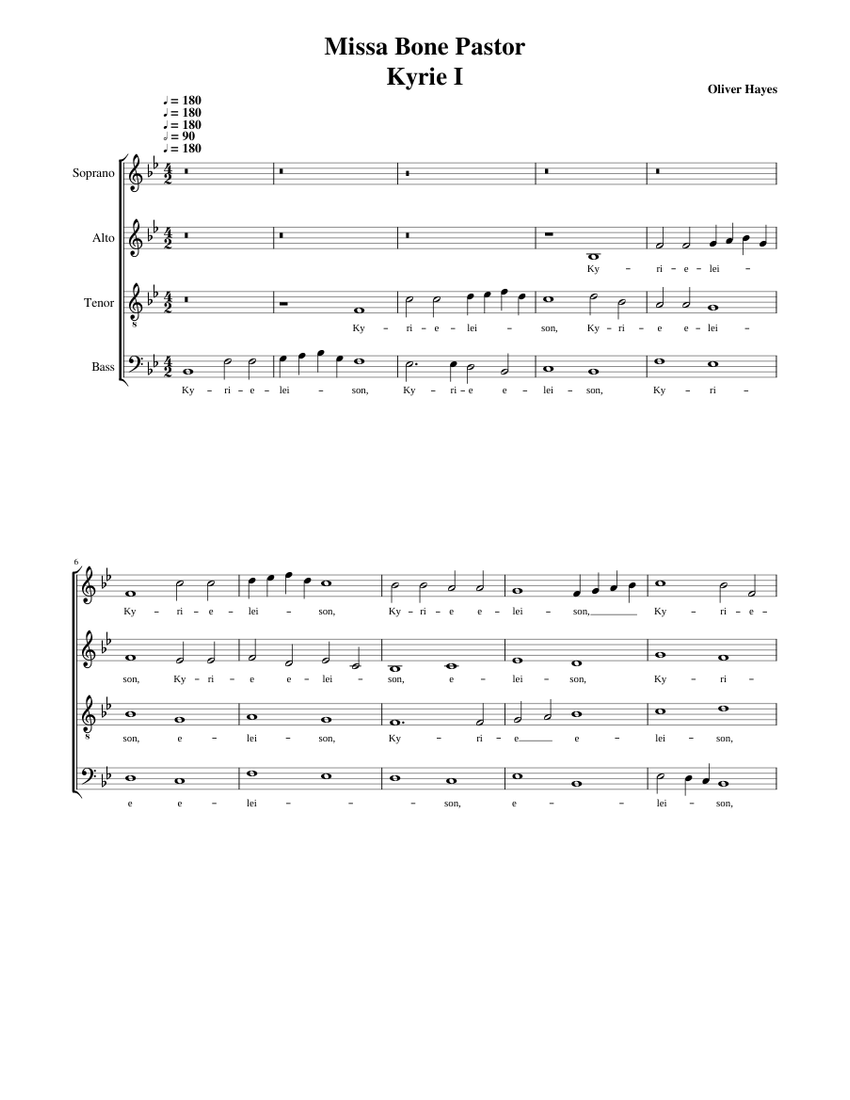 Missa Bone Pastor Kyrie - Oliver Hayes Sheet music for Bass guitar ...