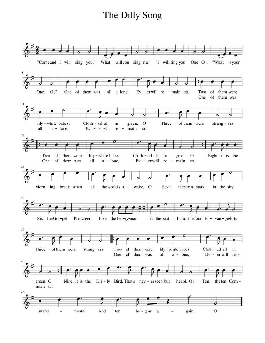The Dilly Song Sheet music for Piano (Solo) Easy | Musescore.com