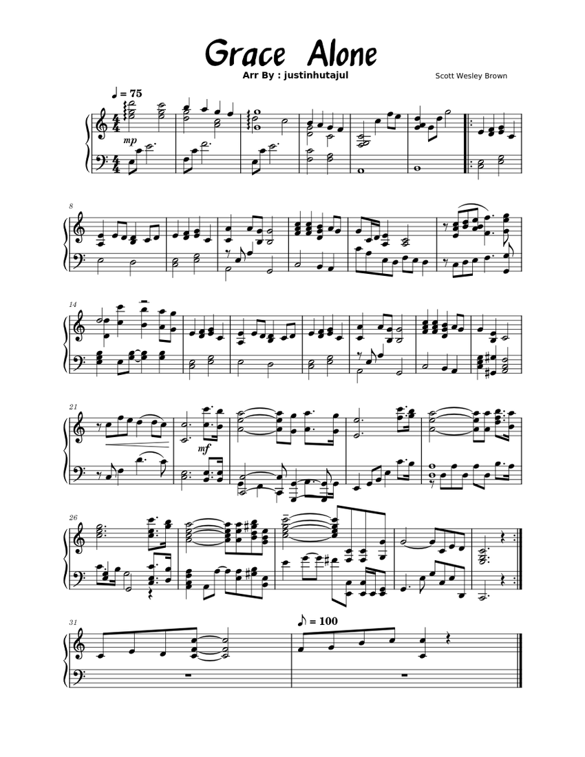 Grace Alone – Scott Wesley Brown Sheet music for Piano (Solo ...