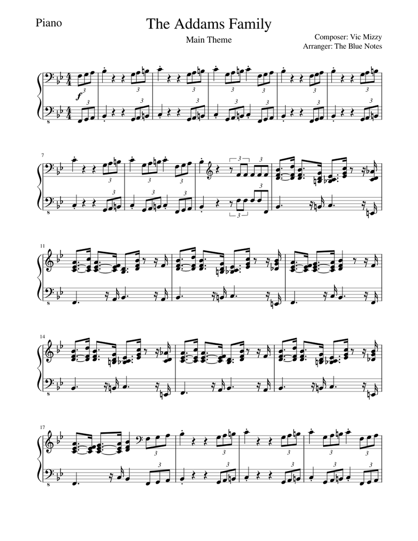 The Addams Family Theme Sheet music for Piano (Solo) Easy | Musescore.com