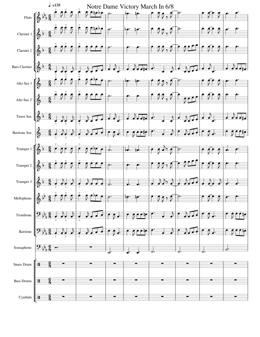 Notre Dame Victory March – Michael J. Shea (BUT IT'S IN 6/8) Sheet ...