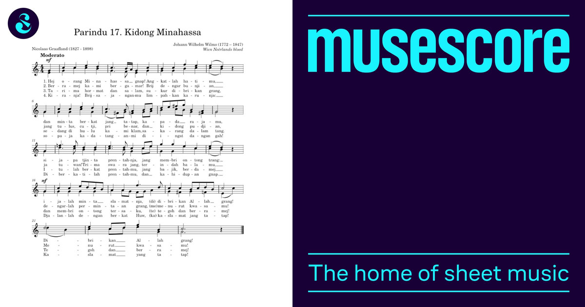 Parindu 17. Kidong Minahassa Sheet Music for Piano (Solo) easy ...