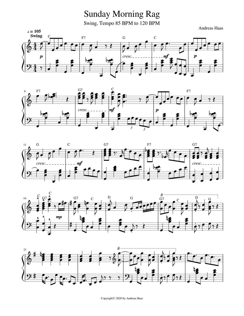 Sunday_Morning_Rag Sheet music for Piano (Solo) | Musescore.com