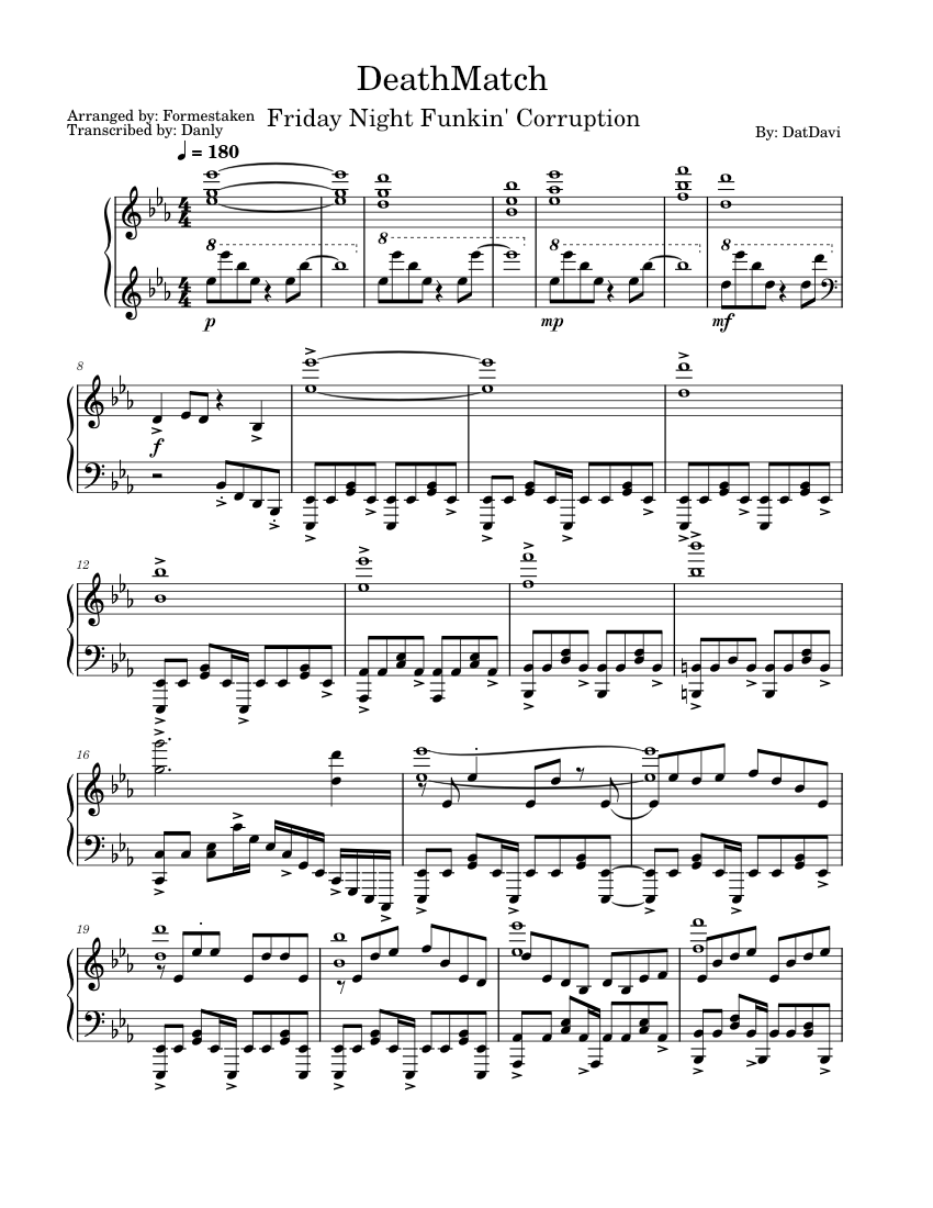 Deathmatch – FNF Corruption Sheet Music for Piano (Solo) | MuseScore.com