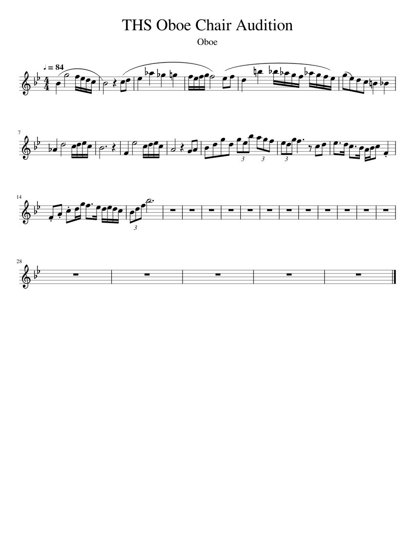 THS_Oboe_Chair_Audition Sheet music for Oboe (Solo) | Musescore.com