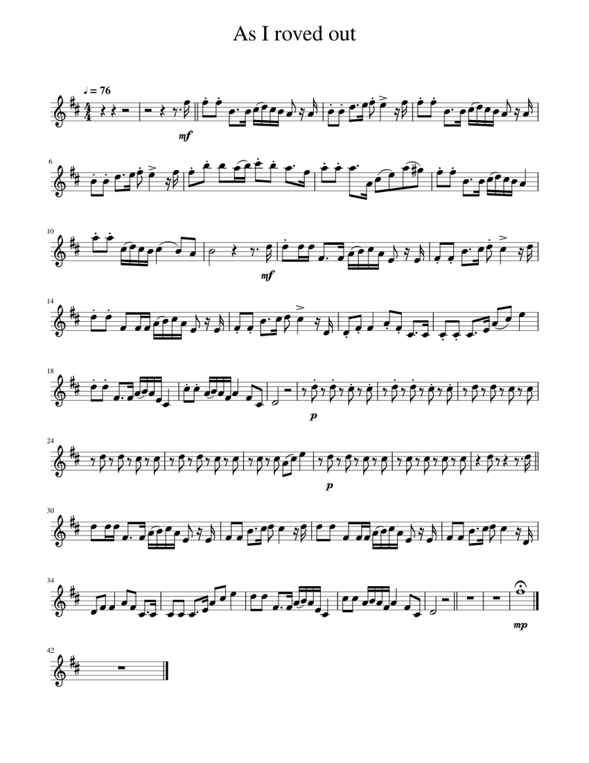 As_I_roved_out Sheet music for Saxophone alto (Solo) | Musescore.com