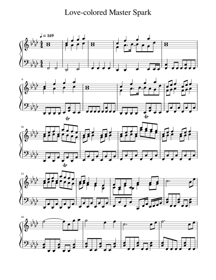 Love-colored Master Spark Sheet Music for Piano (Solo) | MuseScore.com