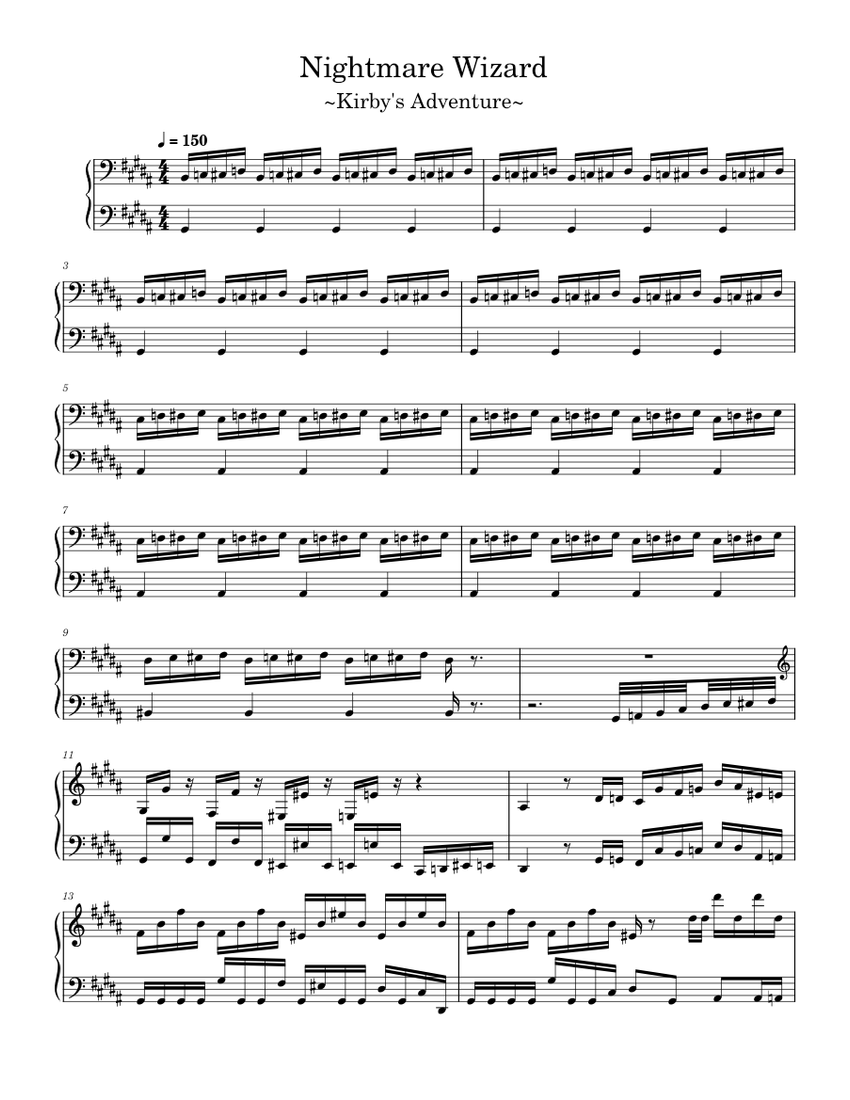 Nightmare Wizard - Kirby's Adventure Sheet Music for Piano (Solo ...