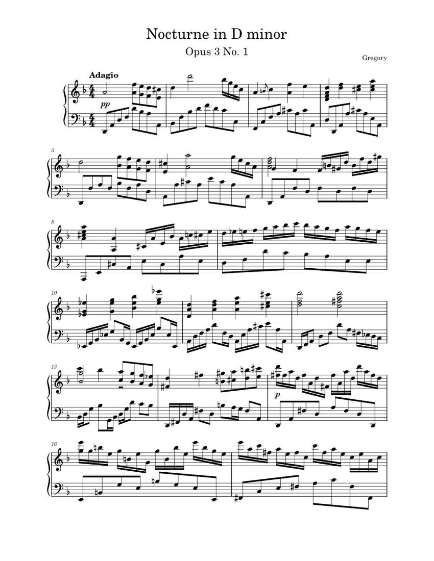 Nocturne in D minor - piano tutorial