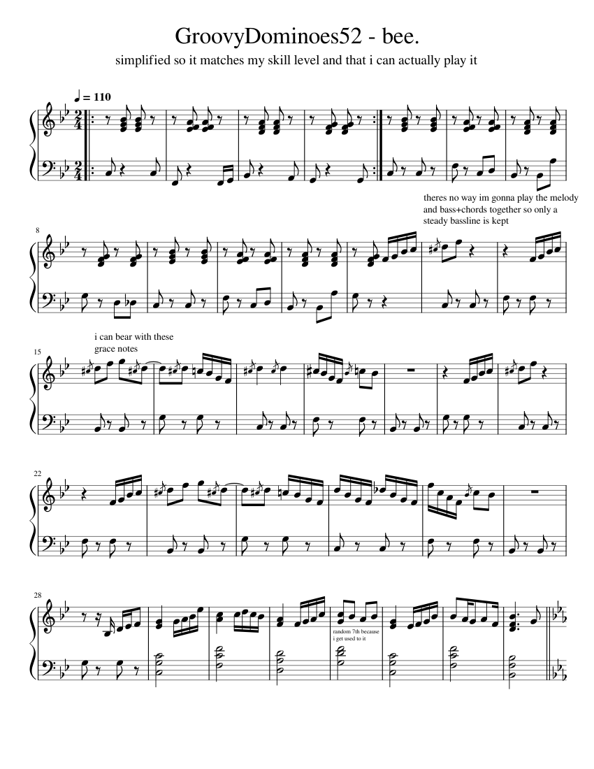 bee. simplified Sheet Music for Piano (Solo) easy | MuseScore.com