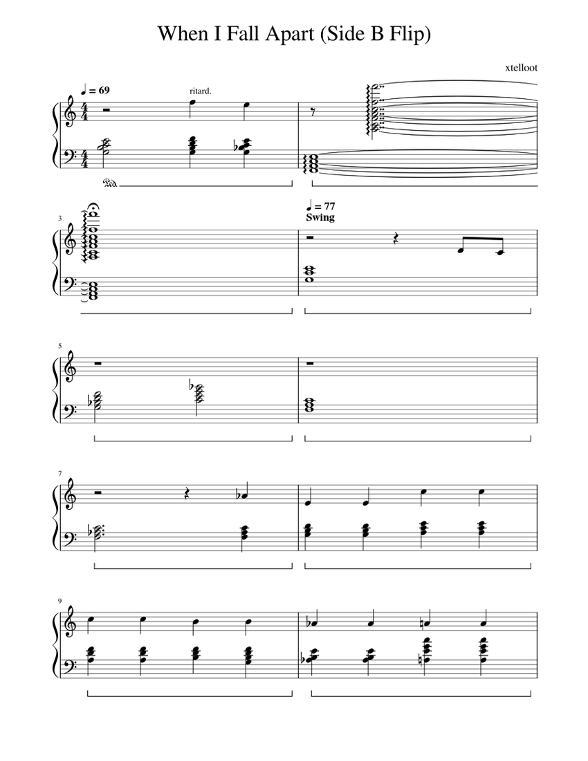 When I Fall Apart (Side B Flip) – JAWNY Sheet Music for Piano (Solo ...