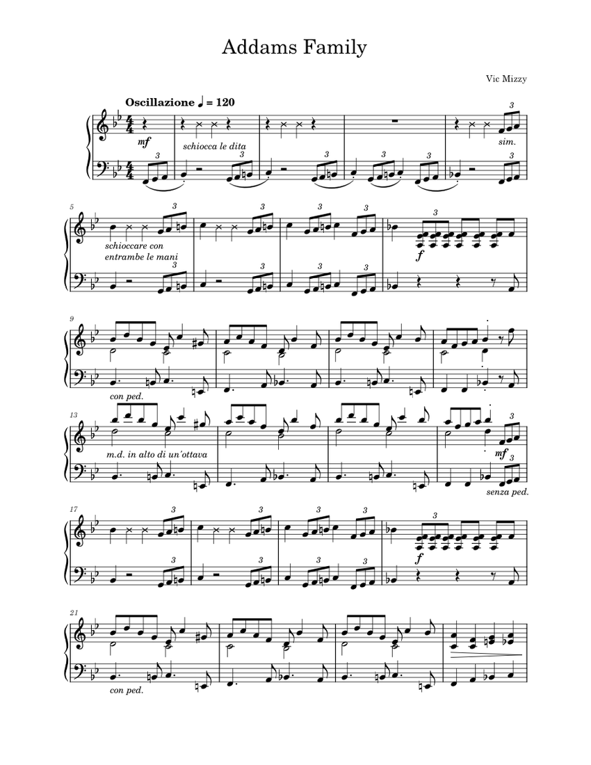 The Addams Family theme – Vic Mizzy The Addams Family theme in Bb major ...