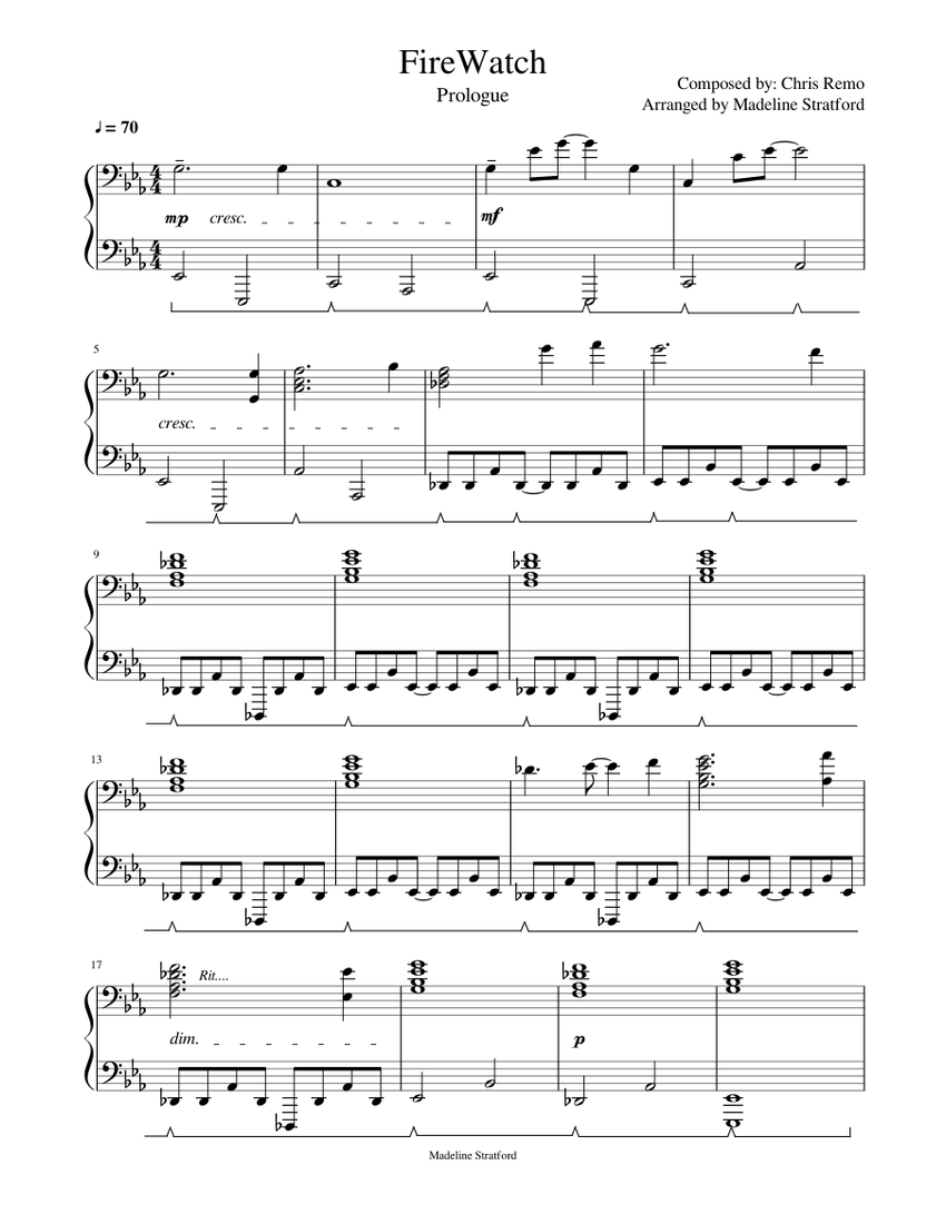 FireWatch Prologue - Piano Solo - OST Sheet Music for Piano (Solo) Easy ...
