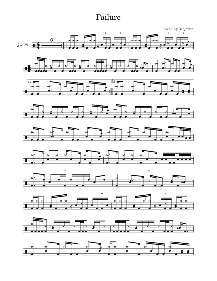 Failure – Breaking Benjamin Sheet music for Drum group (Solo ...