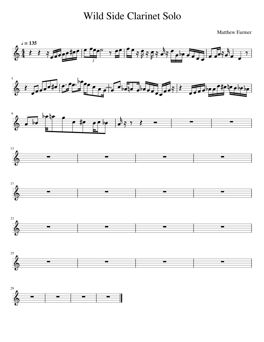 Wild side clarinet Sheet music for Piano (Solo) Easy | Musescore.com