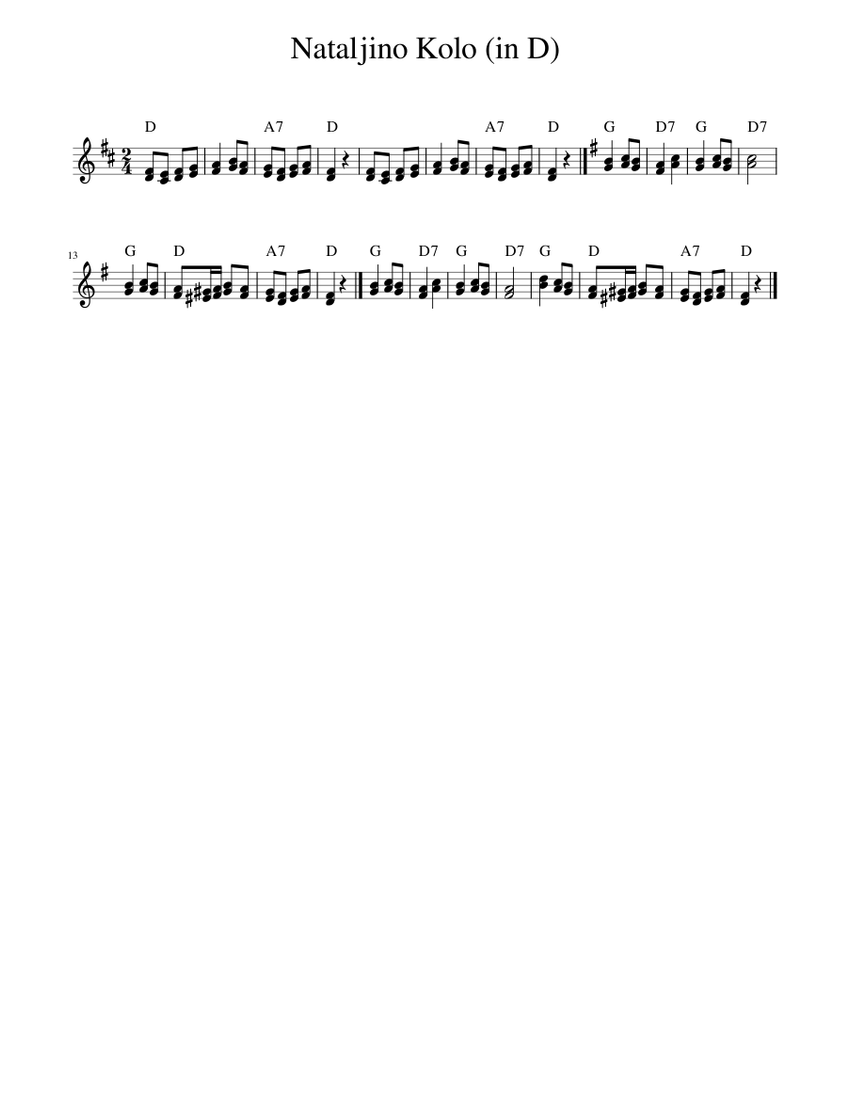 Nataljino Kolo (in D) Sheet music for Piano (Solo) Easy | Musescore.com