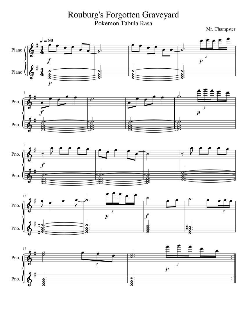 Pokemon Tabula Rasa - Rouborg's Forgotten Graveyard Sheet Music for ...