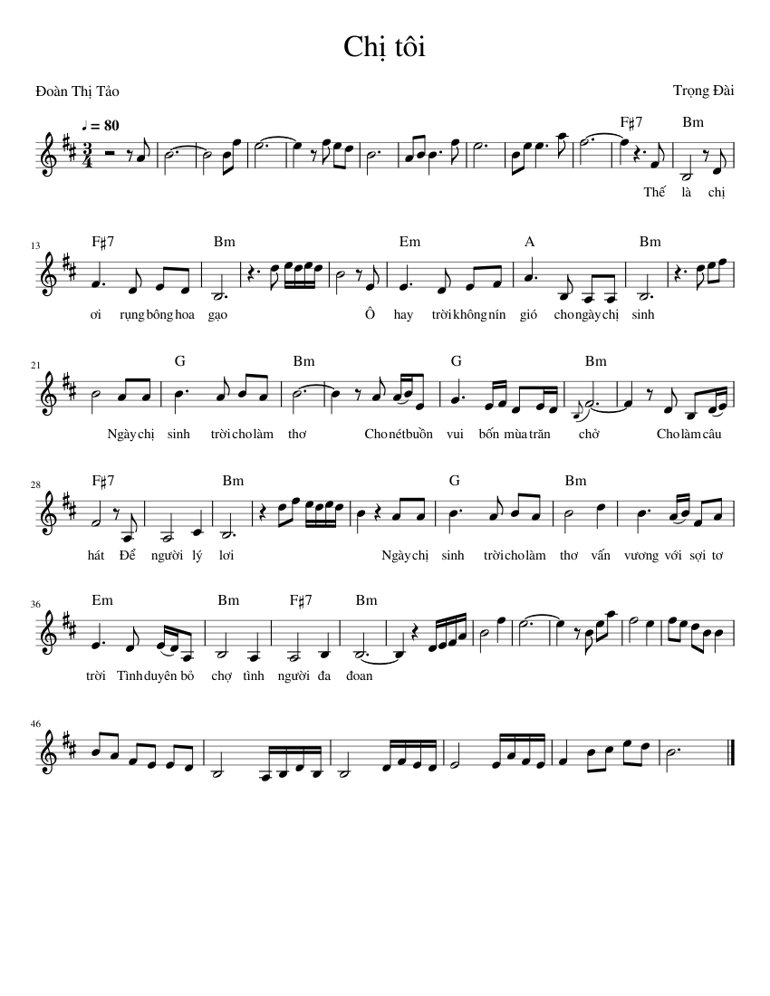 Chị tôi Sheet music for Piano (Solo) | Musescore.com