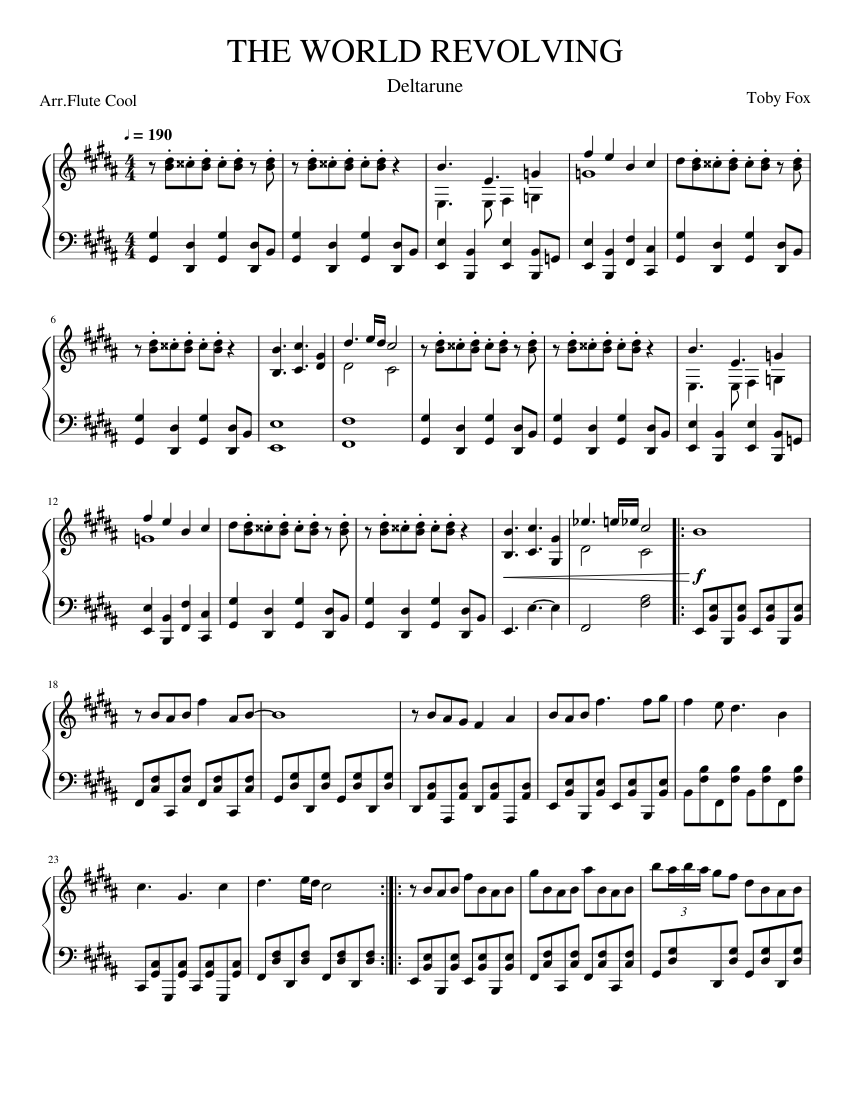 THE WORLD REVOLVING Sheet music for Piano (Solo) | Musescore.com
