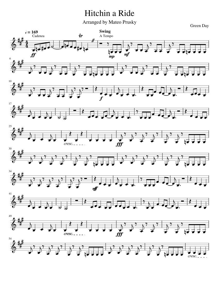 Hitchin a Ride Sheet Music for Violin (Solo) | MuseScore.com