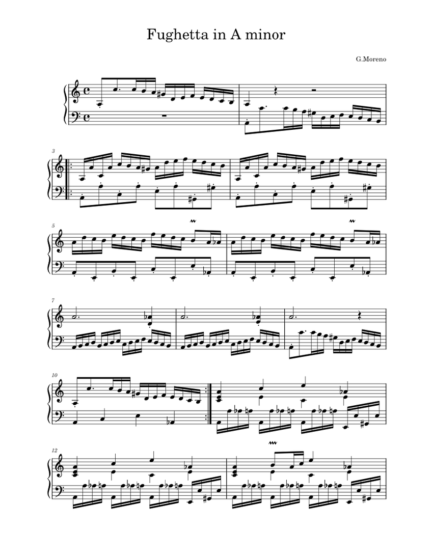 Fughetta in A minor Sheet music for Piano (Solo) | Musescore.com