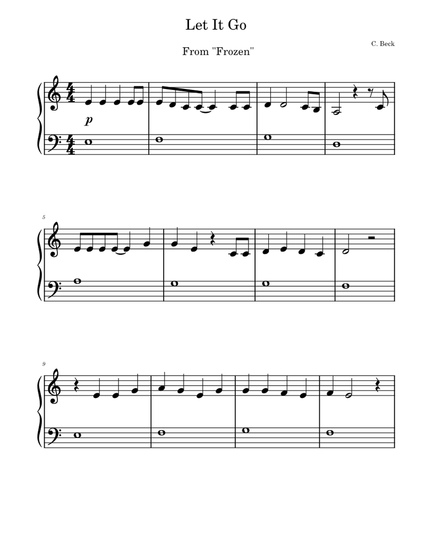Let It Go easy Sheet Music for Piano (Solo) | MuseScore.com