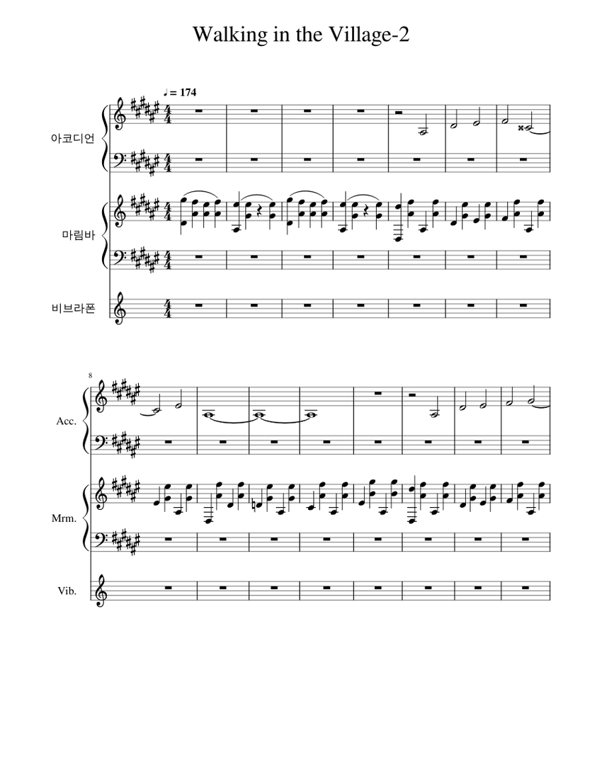 Walking in the Village Sheet music for Accordion, Vibraphone, Marimba ...